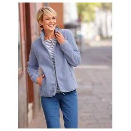 Fleecejacke Casual Looks, Damen, Gr. 50, blau (taubenblau), 100% Polyester, unifarben, Jacken Fleecejacke