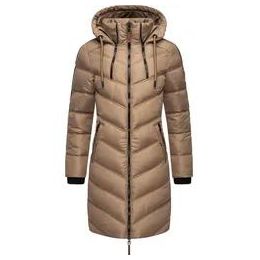 Wintermantel Marikoo "Armasa", Damen, Gr. XXL (44), grau (taupe), Oberstoff: 100% Polyester; Futter: 100% Polyester; Wattierung: 100% Polyester; &Auml;rmelfutter: 100% Polyester, tailliert ca. Mitte Oberschenkel, hoch geschlossener Ausschnitt, &Auml;rmel ohne &Auml;rmelschlitz Rippstrickb&uuml;ndchen, M&auml;ntel Wintermantel, modischer Damen Winter Steppmantel mit Kapuze
