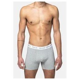 Boxershorts BULA, Herren, Gr. L, grau, 95% Baumwolle, 5% Elasthan, unifarben, Unterhosen, 2er-Pack im sportlichen Design
