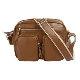 Umh&auml;ngetasche Samantha Look, Damen, Gr. B/H/T: 26cm x 22cm x 7cm onesize, braun (cognac), Leder, unifarben, Taschen Umh&auml;ngetasche, echt Leder, Made in Italy