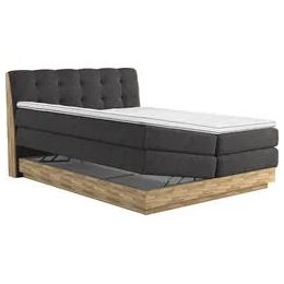 Boxspringbett Home Affaire "Naome", schwarz, B:201cm L:217cm, 100% Polyester, Komplettbetten, Boxspringbett, Boxspringbett, Inklusive Topper