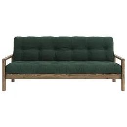 Schlafsofa KARUP DESIGN "KNOB", blau (pale blau), B:205cm H:79cm T:95cm, Matratzenmaterialzusammensetzung: Futonmatratze mit Knopfheftung, H&ouml;he 14 cm, aus recyceleten Mischfasern mit einem Kern aus 4 cm Schaumstoff. Matratzenf&uuml;llung: Baumwoll-Mix-F&uuml;llung 90-95% Baumwolle und 5-10% Polyester. Bezug: 100% Polyester, Sofas, Schlafsofa, mit Futonmatratze, verschiedene Farben, FSC-zertifiziert, Kiefer
