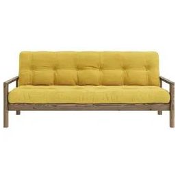 Schlafsofa KARUP DESIGN "KNOB", gelb (honey), B:205cm H:79cm T:95cm, Matratzenmaterialzusammensetzung: Futonmatratze mit Knopfheftung, H&ouml;he 14 cm, aus recyceleten Mischfasern mit einem Kern aus 4 cm Schaumstoff. Matratzenf&uuml;llung: Baumwoll-Mix-F&uuml;llung 90-95% Baumwolle und 5-10% Polyester. Bezug: 100% Polyester, Sofas, Schlafsofa, mit Futonmatratze, verschiedene Farben, FSC-zertifiziert, Kiefer