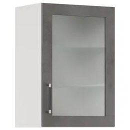 Glash&auml;ngeschrank IMPULS K&Uuml;CHEN "Prag", Breite 50 cm", grau (beton, optik schiefer dunkelgrau), B:50cm H:72,3cm T:34,2cm, Dekorfolie, Glas, Holzwerkstoff, Schr&auml;nke, Glash&auml;ngeschrank, mit Glasdreht&uuml;r