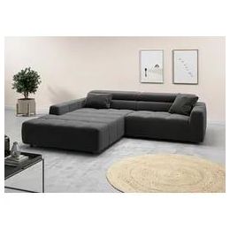 Ecksofa 3C Candy "Denver auch mit Cord- und Easy care-Bezug, Kopfteilverstellung L-Form", grau (anthrazit), B:258cm H:68cm T:217cm, 95% Polyester, 5% Nylon, Sofas, Ecksofa, wahlweise. mit motorischer Sitztiefenverstellung