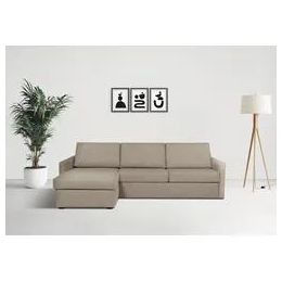 Schlafsofa Home Affaire "GOLDPOINT Ecksofa 264 cm, Liegefl&auml;che (140/200cm), L-Form", beige, B:264cm H:85cm T:157cm, 85% PES. 15% Polypropylene, Sofas, Schlafsofa, Bettfunktion, Bonell-Federkernmatratze und Dauerschl&auml;fer-Funktion