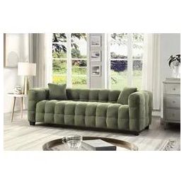 3-Sitzer "Stella", gr&uuml;n (dunkelgr&uuml;n), B:206cm H:63cm T:79cm, ATLANTIC HOME COLLECTION, Sofas, inkl. 2 Zierkissen und mit modernem Teddy Stoff