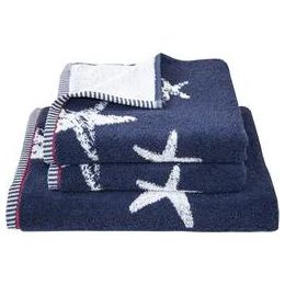 Duschtuch Dyckhoff "Maritim, Starfish", blau (navy), B:70cm L:140cm, Frottier, Obermaterial: 100% Baumwolle, Handt&uuml;cher