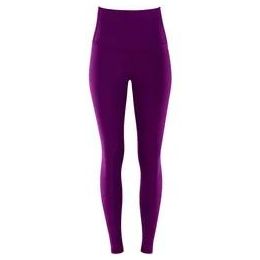Leggings WINSHAPE "Functional Comfort HWL117C", Damen, Gr. XS, Normalgr&ouml;&szlig;en, lila (schwarz plum), 85% Polyester, 15% Elasthan, Hosen Leggings, mit V-Shape Applikation und Core-Bund