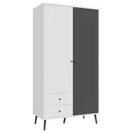 Dreht&uuml;renschrank FORTE "Harllson, EasyKlix by FORTE, Aufbau ohne Werkzeug + Schrauben Stabil", wei&szlig; (wei&szlig;, uni wolfram grau), B:104,5cm H:201,7cm T:52,2cm, FSC-zertifizierter Holzwerkstoff, Schr&auml;nke, Dreht&uuml;renschrank, Aufbau schnell und genial