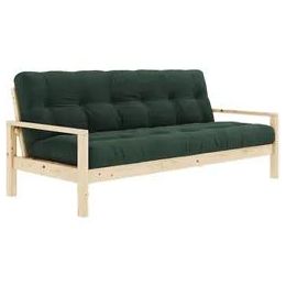 Schlafsofa KARUP DESIGN "KNOB", blau (pale blau), B:205cm H:79cm T:95cm, Matratzenmaterialzusammensetzung: Futonmatratze mit Knopfheftung, H&ouml;he 14 cm, aus recyceleten Mischfasern mit einem Kern aus 4 cm Schaumstoff. Matratzenf&uuml;llung: Baumwoll-Mix-F&uuml;llung 90-95% Baumwolle und 5-10% Polyester. Bezug: 100% Polyester, Sofas, Schlafsofa, mit Futonmatratze, verschiedene Farben, FSC-zertifiziert, Kiefer