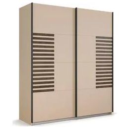 Schwebet&uuml;renschrank Rauch "Kleiderschrank Schrank Garderobe Schlafzimmerschrank BAREA", beige (champagner, atlantic oak dunkel), B:181cm H:210cm T:62cm, Holzwerkstoff, Schr&auml;nke, Schwebet&uuml;renschrank, Front mit Auflage in moderner Lamellen-Optik MADE IN GERMANY