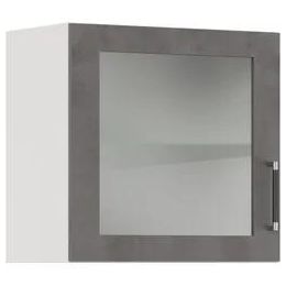 Glash&auml;ngeschrank IMPULS K&Uuml;CHEN "Prag", Breite/H&ouml;he: 50 oder 60/57,9 cm", grau (beton, optik schiefer dunkelgrau), B:60cm H:57,9cm T:34,2cm, Dekorfolie, Glas, Holzwerkstoff, Schr&auml;nke, Glash&auml;ngeschrank, vormontiert, mit Glasdreht&uuml;r, mit verstellbarem Glasfachboden