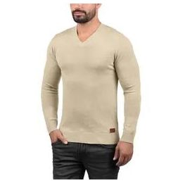 Strickpullover Blend "BHLasse", Herren, Gr. XXL, beige (sand mix), Feinstrick, 50% Baumwolle, 50% Polyacryl, unifarben, Basic, regular fit, V-Ausschnitt, eingesetzt, Pullover Strickpullover, Feinstrickpullover mit aufgestickten Ellenbogenpatches