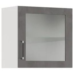 Glash&auml;ngeschrank IMPULS K&Uuml;CHEN "Prag", Breite/H&ouml;he: 50 oder 60/57,9 cm", grau (beton, optik schiefer dunkelgrau), B:60cm H:57,9cm T:34,2cm, Dekorfolie, Glas, Holzwerkstoff, Schr&auml;nke, Glash&auml;ngeschrank, vormontiert, mit Glasdreht&uuml;r, mit verstellbarem Glasfachboden