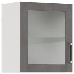 Glash&auml;ngeschrank IMPULS K&Uuml;CHEN "Prag", Breite/H&ouml;he: 50 oder 60/57,9 cm", grau (beton, optik schiefer dunkelgrau), B:50cm H:57,9cm T:34,2cm, Dekorfolie, Glas, Holzwerkstoff, Schr&auml;nke, Glash&auml;ngeschrank, vormontiert, mit Glasdreht&uuml;r, mit verstellbarem Glasfachboden