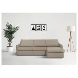 Schlafsofa Home Affaire "GOLDPOINT Ecksofa 264 cm, Liegefl&auml;che (140/200cm), L-Form", beige, B:264cm H:85cm T:157cm, 85% PES. 15% Polypropylene, Sofas, Schlafsofa, Bettfunktion, Bonell-Federkernmatratze und Dauerschl&auml;fer-Funktion