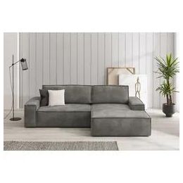 Ecksofa Home Affaire "SHERWOOD L-Form, 267 cm - OTTO. Verl&auml;ssliche Qualit&auml;t.", grau (dunkelgrau), B:267cm H:85cm T:167cm, 100% Polyester, Sofas, Ecksofa, Schlaffunktion mit Bettkasten (210x136 cm), Cord, Vintage, Samtvelours