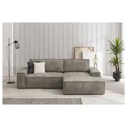 Ecksofa Home Affaire "SHERWOOD L-Form, 267 cm - OTTO. Verl&auml;ssliche Qualit&auml;t.", grau (mittelgrau), B:267cm H:85cm T:167cm, 100% Polyester, Sofas, Ecksofa, Schlaffunktion mit Bettkasten (210x136 cm), Cord, Vintage, Samtvelours