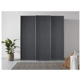 Schwebet&uuml;renschrank Rauch "Kleiderschrank Schrank Garderobe TOPSELLER OTELI inkl. Inneneinteilung", grau (graumetallic), B:203cm H:210cm T:62cm, Holzwerkstoff, Schr&auml;nke, Schwebet&uuml;renschrank, mit 3 Innenschubladen sowie zus&auml;tzlichen Einlegeb&ouml;den MADE IN GERMANY