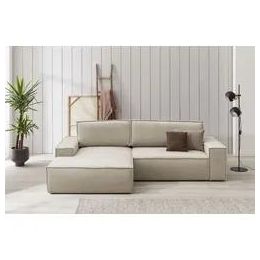 Ecksofa Home Affaire "SHERWOOD L-Form, 267 cm - OTTO. Verl&auml;ssliche Qualit&auml;t.", beige (cream), B:267cm H:85cm T:167cm, 100% Polyester, Sofas, Ecksofa, Schlaffunktion mit Bettkasten (210x136 cm), Cord, Vintage, Samtvelours