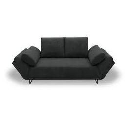 Schlafsofa Home Affaire "Jadelyn mit klappbaren Armlehnen, Bettsofa mit Federkern, Breite 250cm", grau (anthrazit), B:250cm T:97cm, 100% Polyester, Sofas, Schlafsofa, Federkern, Cord-Bezug, incl. 2 Armlehnkissen, Liegefl&auml;che 97x250 cm