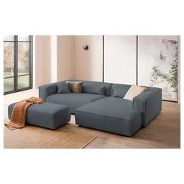 Ecksofa "PIARA XXL, L-Form, Schlaffunktion, Cord, Leinenoptik o. Strukturstoff", grau (dunkelgrau), B:288cm H:66cm T:198cm, 100% Polyester, LeGer Home by Lena Gercke, Sofas, Ecksofa, Hocker stellbar zum Schlafsofa (Krokodilverbinder), tiefe Sitzfl&auml;che