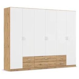 Dreht&uuml;renschrank Rauch "Kleiderschrank Garderobe GAMMA Breiten 91/136/181/226/271/315/360 cm", wei&szlig; (eiche artisan, alpinwei&szlig;, griffe alu), B:271cm H:210cm T:54cm, Holzwerkstoff, Schr&auml;nke, Dreht&uuml;renschrank, mit Schubladen, verschiedene Griff-Varianten TOPSELLER MADE IN GERMANY