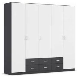 Dreht&uuml;renschrank Rauch "Kleiderschrank Garderobe GAMMA Breiten 91/136/181/226/271/315/360 cm", grau (graumetallic, alpinwei&szlig;, griffe alu), B:226cm H:210cm T:54cm, Holzwerkstoff, Schr&auml;nke, Dreht&uuml;renschrank, mit Schubladen, verschiedene Griff-Varianten TOPSELLER MADE IN GERMANY