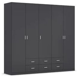 Dreht&uuml;renschrank Rauch "Kleiderschrank Garderobe GAMMA Breiten 91/136/181/226/271/315/360 cm", grau (graumetallic, griffe alu), B:226cm H:210cm T:54cm, Holzwerkstoff, Schr&auml;nke, Dreht&uuml;renschrank, mit Schubladen, verschiedene Griff-Varianten TOPSELLER MADE IN GERMANY