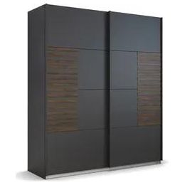 Schwebet&uuml;renschrank Rauch "Kleiderschrank Schrank Garderobe Schlafzimmerschrank BAREA", grau (graumetallic, atlantic oak dunkel), B:181cm H:210cm T:62cm, Holzwerkstoff, Schr&auml;nke, Schwebet&uuml;renschrank, Front mit Auflage in moderner Lamellen-Optik MADE IN GERMANY