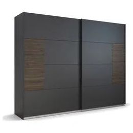Schwebet&uuml;renschrank Rauch "Kleiderschrank Schrank Garderobe Schlafzimmerschrank BAREA", grau (graumetallic, atlantic oak dunkel), B:271cm H:210cm T:62cm, Holzwerkstoff, Schr&auml;nke, Schwebet&uuml;renschrank, Front mit Auflage in moderner Lamellen-Optik MADE IN GERMANY