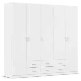 Dreht&uuml;renschrank Rauch "Kleiderschrank Garderobe GAMMA Breiten 91/136/181/226/271/315/360 cm", wei&szlig; (alpinwei&szlig;, griffe alu), B:226cm H:210cm T:54cm, Holzwerkstoff, Schr&auml;nke, Dreht&uuml;renschrank, mit Schubladen, verschiedene Griff-Varianten TOPSELLER MADE IN GERMANY