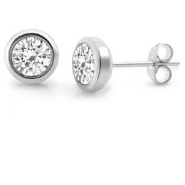 Paar Ohrstecker ZEEme "Edelstahl mit wei&szlig;em Zirkonia 6mm", Damen, Gr. one-size, Edelstahl, wei&szlig; (wei&szlig;, wei&szlig;), Ohrringe