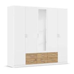 Kleiderschrank Rauch "Schrank Garderobe W&auml;scheschrank GAMMA in 3 Breiten", wei&szlig; (alpinwei&szlig;, eiche artisan), B:226cm H:210cm T:54cm, Holzwerkstoff, Schr&auml;nke, Kleiderschrank, viel Stauraum mit 6 Schubladen, mit Spiegel TOPSELLER MADE IN GERMANY, Topseller