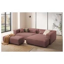 Ecksofa "PIARA XXL, L-Form, Schlaffunktion, Cord, Leinenoptik o. Strukturstoff", beige (puder), B:288cm H:66cm T:198cm, 100% Polyester, LeGer Home by Lena Gercke, Sofas, Ecksofa, Hocker stellbar zum Schlafsofa (Krokodilverbinder), tiefe Sitzfl&auml;che