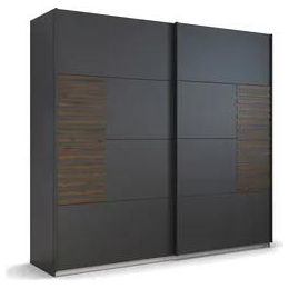 Schwebet&uuml;renschrank Rauch "Kleiderschrank Schrank Garderobe Schlafzimmerschrank BAREA", grau (graumetallic, atlantic oak dunkel), B:226cm H:210cm T:62cm, Holzwerkstoff, Schr&auml;nke, Schwebet&uuml;renschrank, Front mit Auflage in moderner Lamellen-Optik MADE IN GERMANY