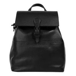 Cityrucksack CLUTY, Damen, Gr. B/H/T: 26cm x 31cm x 14cm, onesize, schwarz, Leder, Rindsleder, Rucks&auml;cke Cityrucksack, echt Leder, Made in Italy