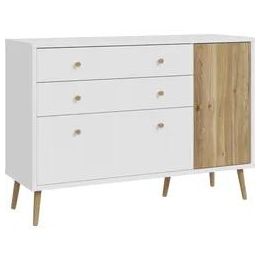 Sideboard FORTE "Harllson EasyKlix by FORTE, fast ganz ohne Werkzeug", wei&szlig; (wei&szlig;, mauvella eiche), B:124,5cm H:86,5cm T:41,5cm, FSC-zertifizierter Holzwerkstoff, Sideboards, Sideboard, Aufbau schnell und genial