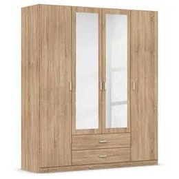 Kleiderschrank Rauch "Schrank Garderobe W&auml;scheschrank GAMMA in 3 Breiten", braun (eiche sonoma), B:181cm H:210cm T:54cm, Holzwerkstoff, Schr&auml;nke, Kleiderschrank, viel Stauraum mit 6 Schubladen, mit Spiegel TOPSELLER MADE IN GERMANY, Topseller