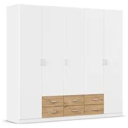 Dreht&uuml;renschrank Rauch "Kleiderschrank Garderobe GAMMA Breiten 91/136/181/226/271/315/360 cm", wei&szlig; (alpinwei&szlig;, eiche artisan, griffe alu), B:226cm H:210cm T:54cm, Holzwerkstoff, Schr&auml;nke, Dreht&uuml;renschrank, mit Schubladen, verschiedene Griff-Varianten TOPSELLER MADE IN GERMANY