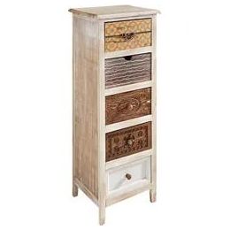 Kommode Heine HOME, bunt (braun, bunt), B:35cm H:92cm T:30cm, Massivholz, Sideboards, Kommode