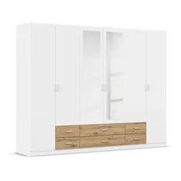 Kleiderschrank Rauch "Schrank Garderobe W&auml;scheschrank GAMMA in 3 Breiten", wei&szlig; (alpinwei&szlig;, eiche artisan), B:271cm H:210cm T:54cm, Holzwerkstoff, Schr&auml;nke, Kleiderschrank, viel Stauraum mit 6 Schubladen, mit Spiegel TOPSELLER MADE IN GERMANY, Topseller