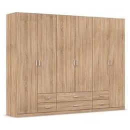 Dreht&uuml;renschrank Rauch "Kleiderschrank Garderobe GAMMA Breiten 91/136/181/226/271/315/360 cm", braun (eiche sonoma, griffe alu), B:271cm H:210cm T:54cm, Holzwerkstoff, Schr&auml;nke, Dreht&uuml;renschrank, mit Schubladen, verschiedene Griff-Varianten TOPSELLER MADE IN GERMANY