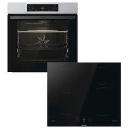 Gorenje Backofen-Set "Pacific Backofen-Set Basic Induktion 2021", Energieeffizienz: A (A+++-D), grau (edelstahl), Herdsets, Pizzafunktion mit 300 C &ndash; perfekt f&uuml;r Pizza, Focaccia und mehr
