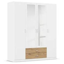 Kleiderschrank Rauch "Schrank Garderobe W&auml;scheschrank GAMMA in 3 Breiten", wei&szlig; (alpinwei&szlig;, eiche artisan), B:181cm H:210cm T:54cm, Holzwerkstoff, Schr&auml;nke, Kleiderschrank, viel Stauraum mit 6 Schubladen, mit Spiegel TOPSELLER MADE IN GERMANY, Topseller