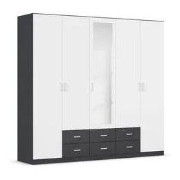 Kleiderschrank Rauch "Schrank Garderobe W&auml;scheschrank GAMMA in 3 Breiten", grau (graumetallic, alpinwei&szlig;), B:226cm H:210cm T:54cm, Holzwerkstoff, Schr&auml;nke, Kleiderschrank, viel Stauraum mit 6 Schubladen, mit Spiegel TOPSELLER MADE IN GERMANY, Topseller
