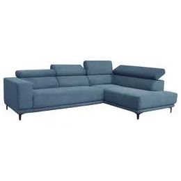 Ecksofa Alina "Hikari", blau (azurblau gct 46), B:302cm H:102cm T:210cm, Cord GCT (92% Polyester, 8% Nylon), Sofas, Ecksofa, wahlweise mit Sitzvorzug, in modernem Cordstoff, Breite 302 cm