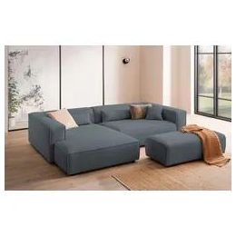 Ecksofa "PIARA XXL, L-Form, Schlaffunktion, Cord, Leinenoptik o. Strukturstoff", grau (dunkelgrau), B:288cm H:66cm T:198cm, 100% Polyester, LeGer Home by Lena Gercke, Sofas, Ecksofa, Hocker stellbar zum Schlafsofa (Krokodilverbinder), tiefe Sitzfl&auml;che