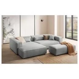 Ecksofa "PIARA XXL, L-Form, Schlaffunktion, Cord, Leinenoptik o. Strukturstoff", grau (hellgrau), B:288cm H:66cm T:198cm, 100% Polyester, LeGer Home by Lena Gercke, Sofas, Ecksofa, Hocker stellbar zum Schlafsofa (Krokodilverbinder), tiefe Sitzfl&auml;che